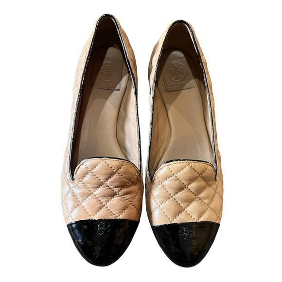 Tory Burch Shoes Tory Burch Kaitlin Tan Quilted Cap Toe Detail